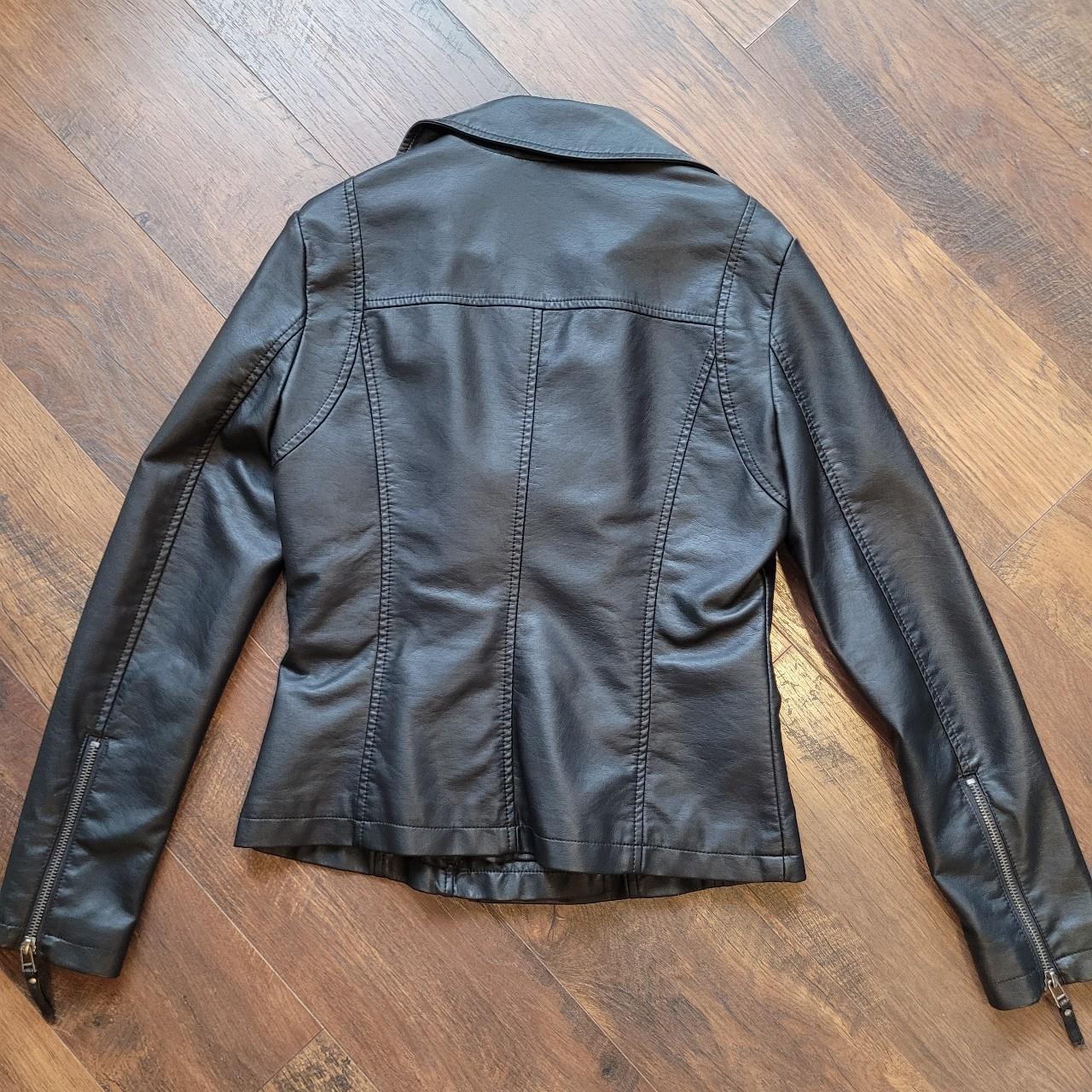 Max Studio matte black faux leather biker moto... - Depop