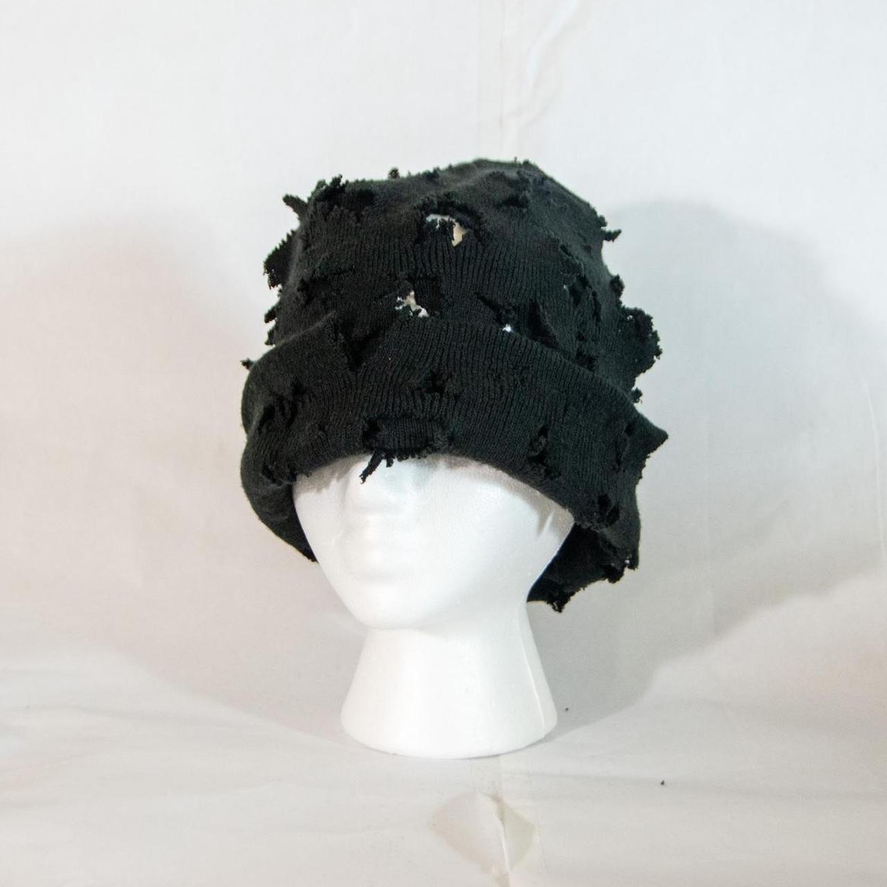 Distressed Beanie I did this myself so its a little... - Depop