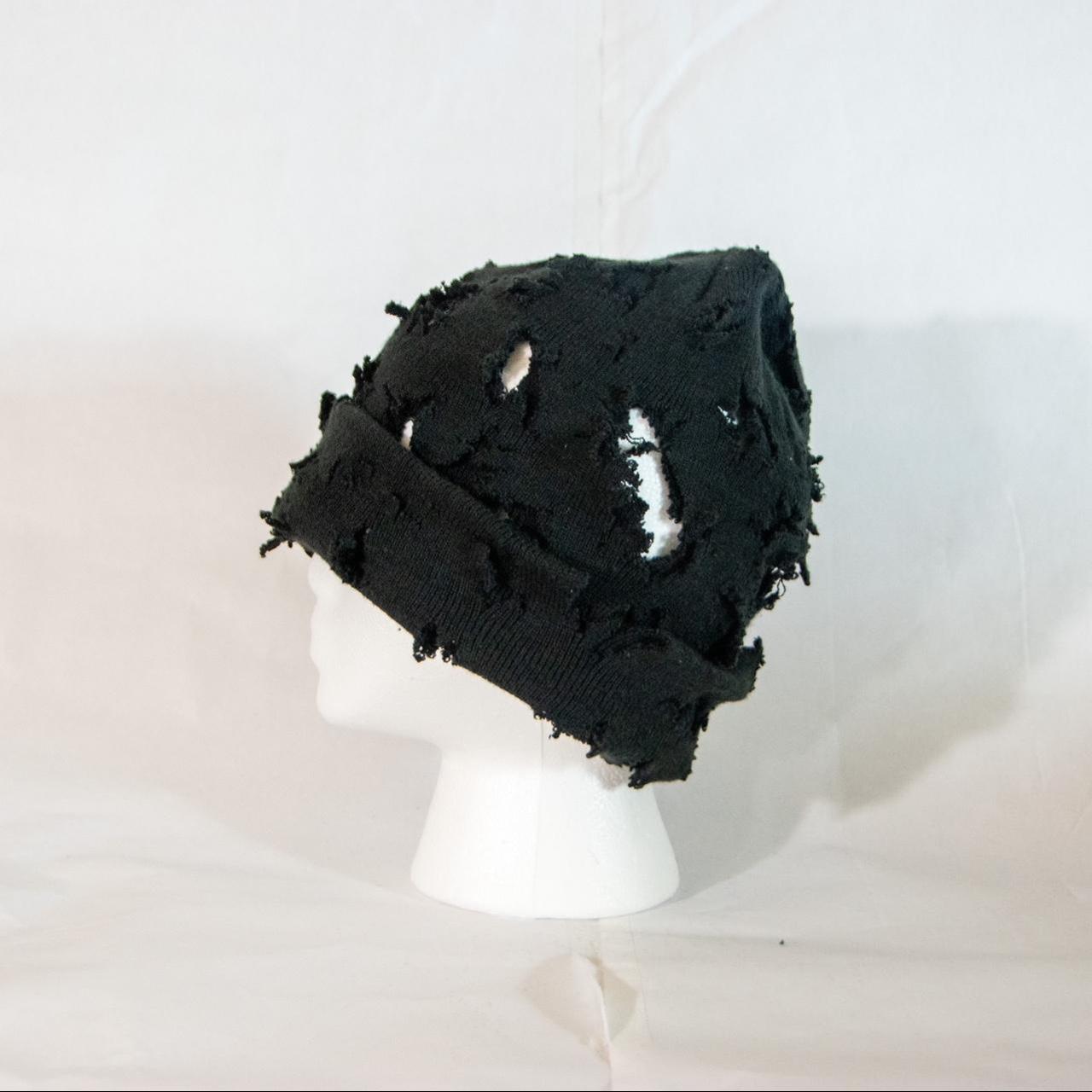 Distressed Beanie I did this myself so its a little... - Depop