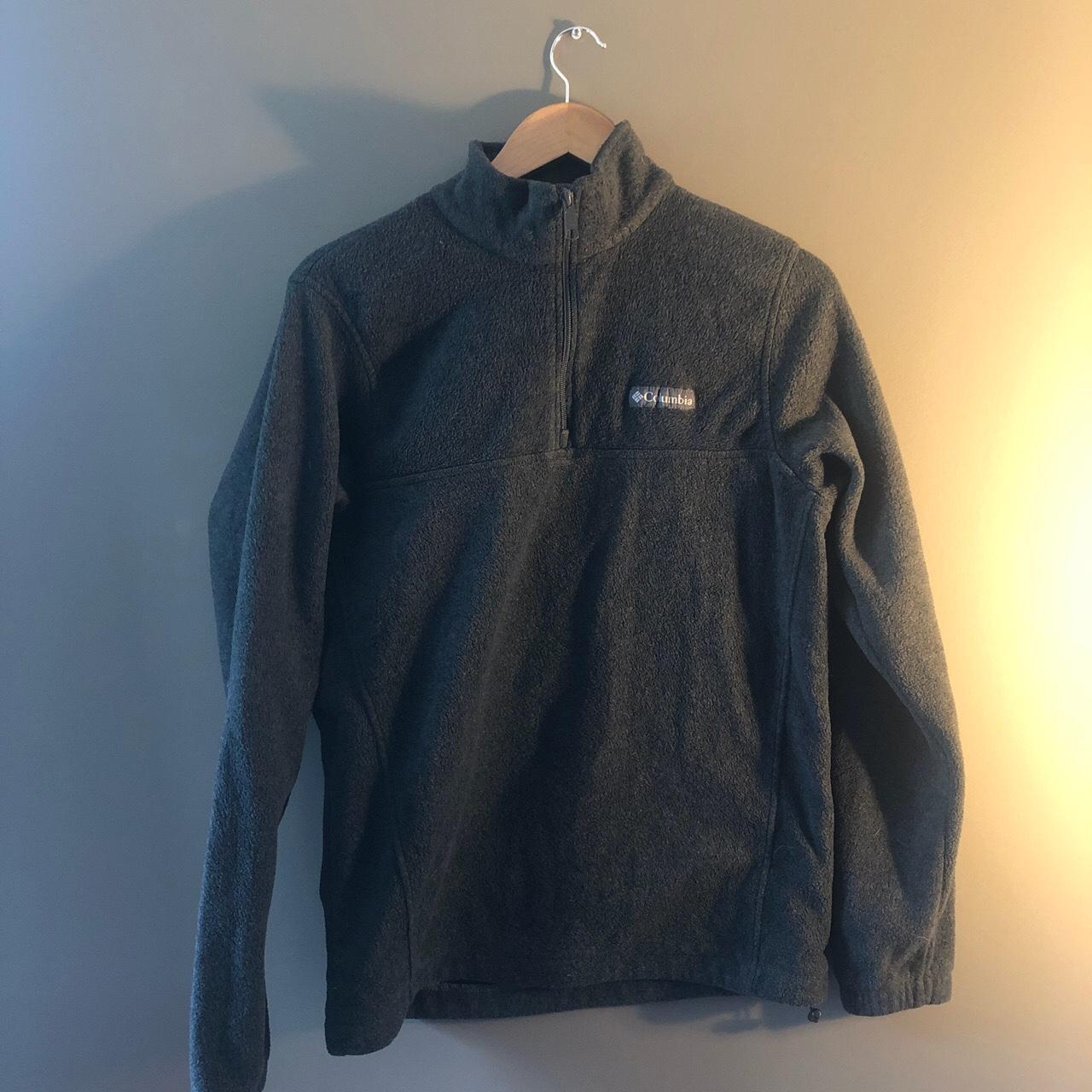 Dark Grey Fuzzy Fleece Columbia Quarter Zip Sherpa... - Depop