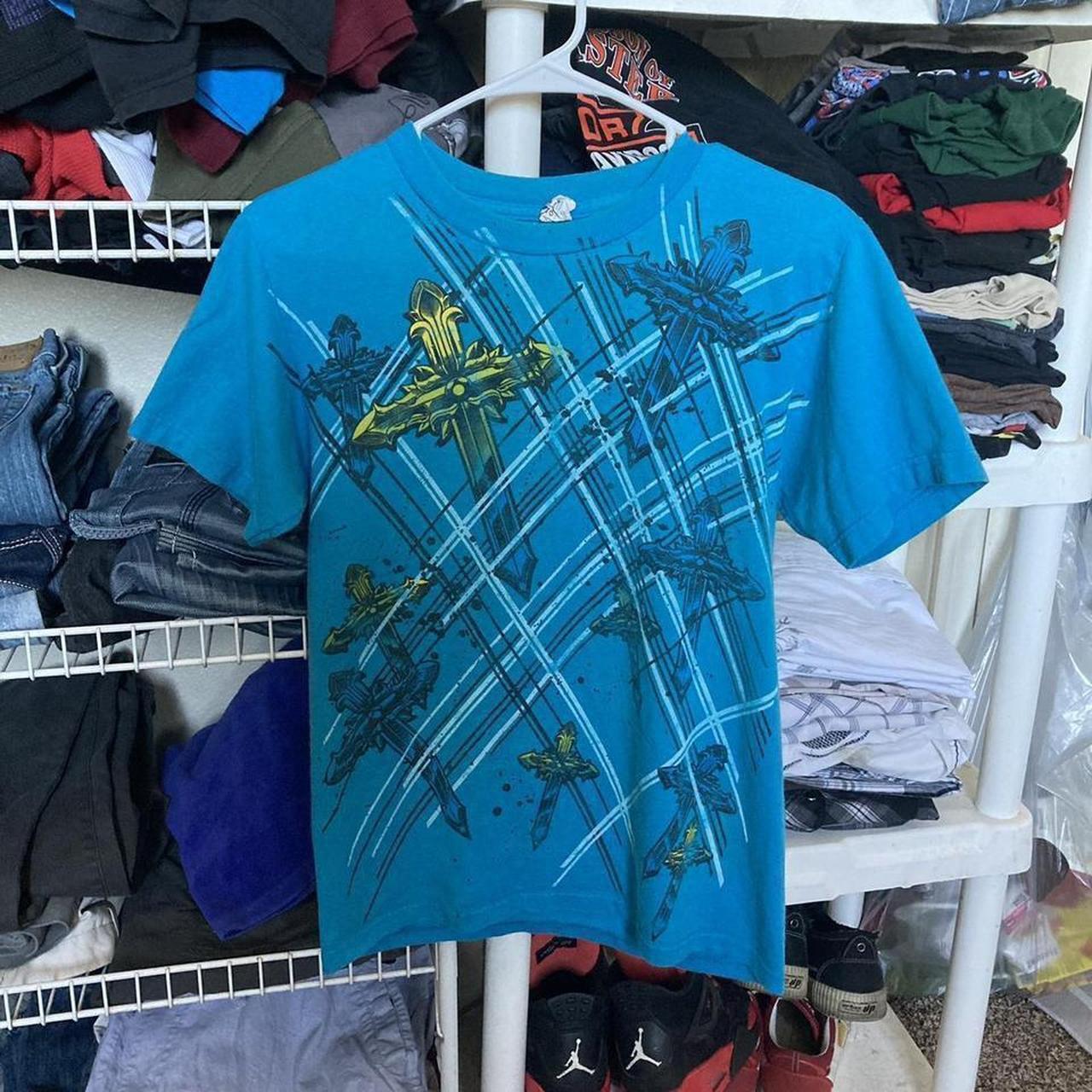 Y2k grunge mall goth all over print cross graphic... - Depop