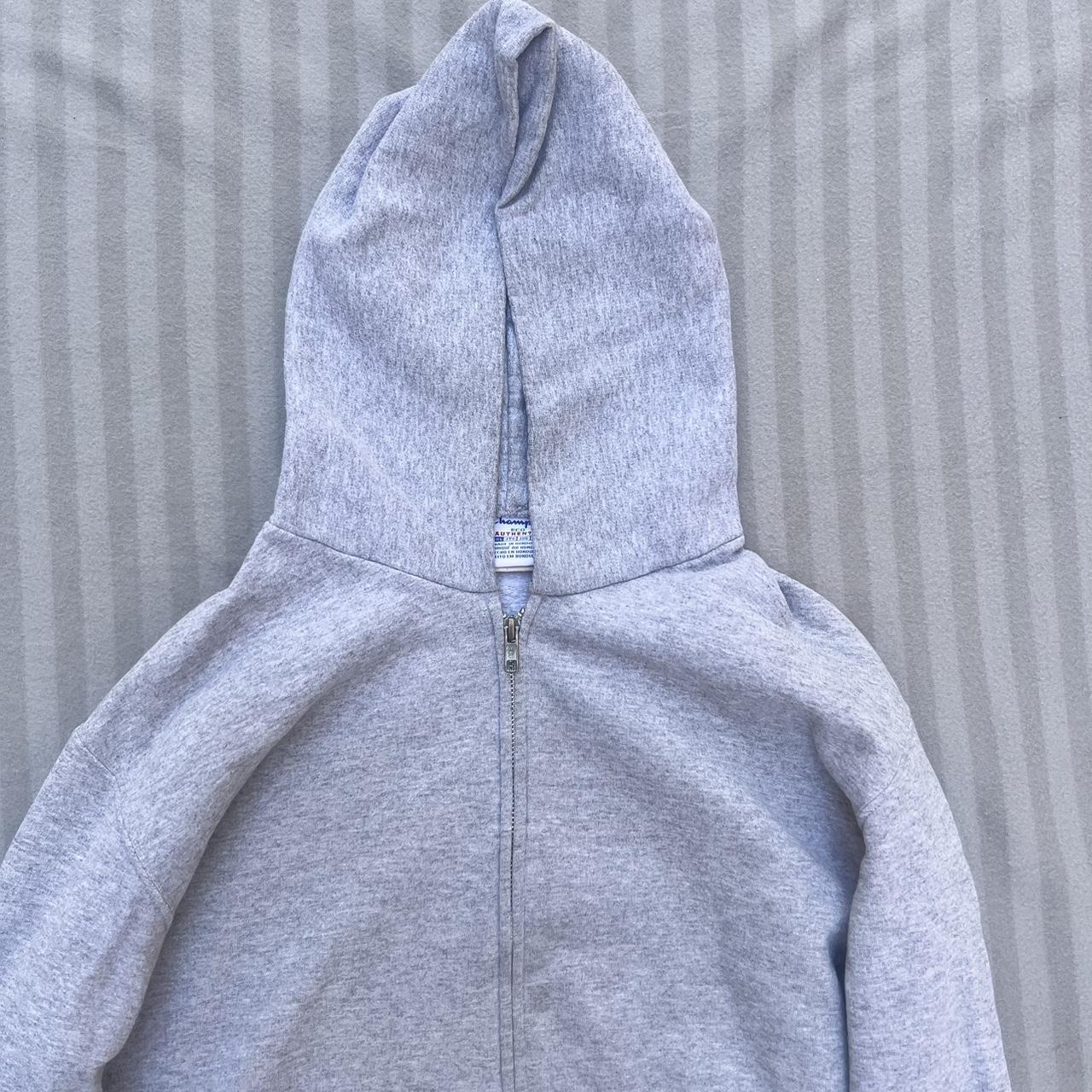 Grey Champion zip up hoodie minor penjamin stains... | Depop