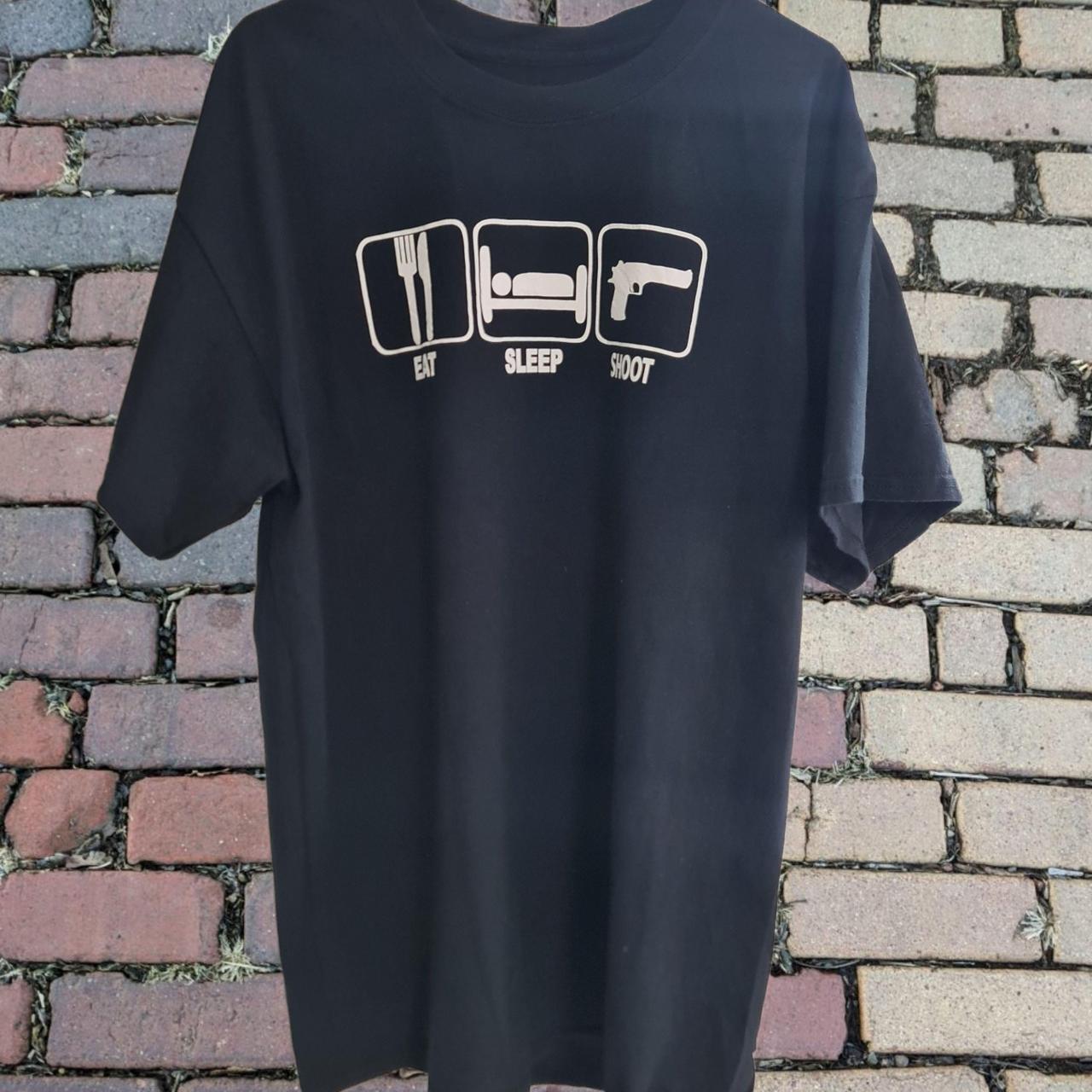 Eat Sleep Shoot Print tee Black t-shirt Medium... - Depop