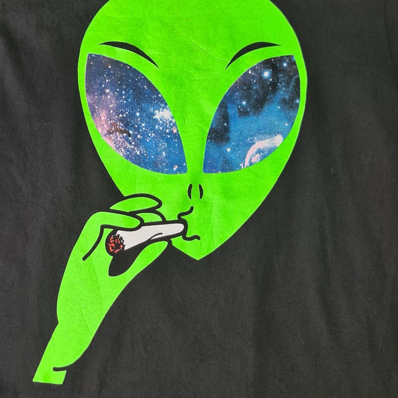 Spencer's Alien Smoking Joint Black T-Shirt Mens... - Depop