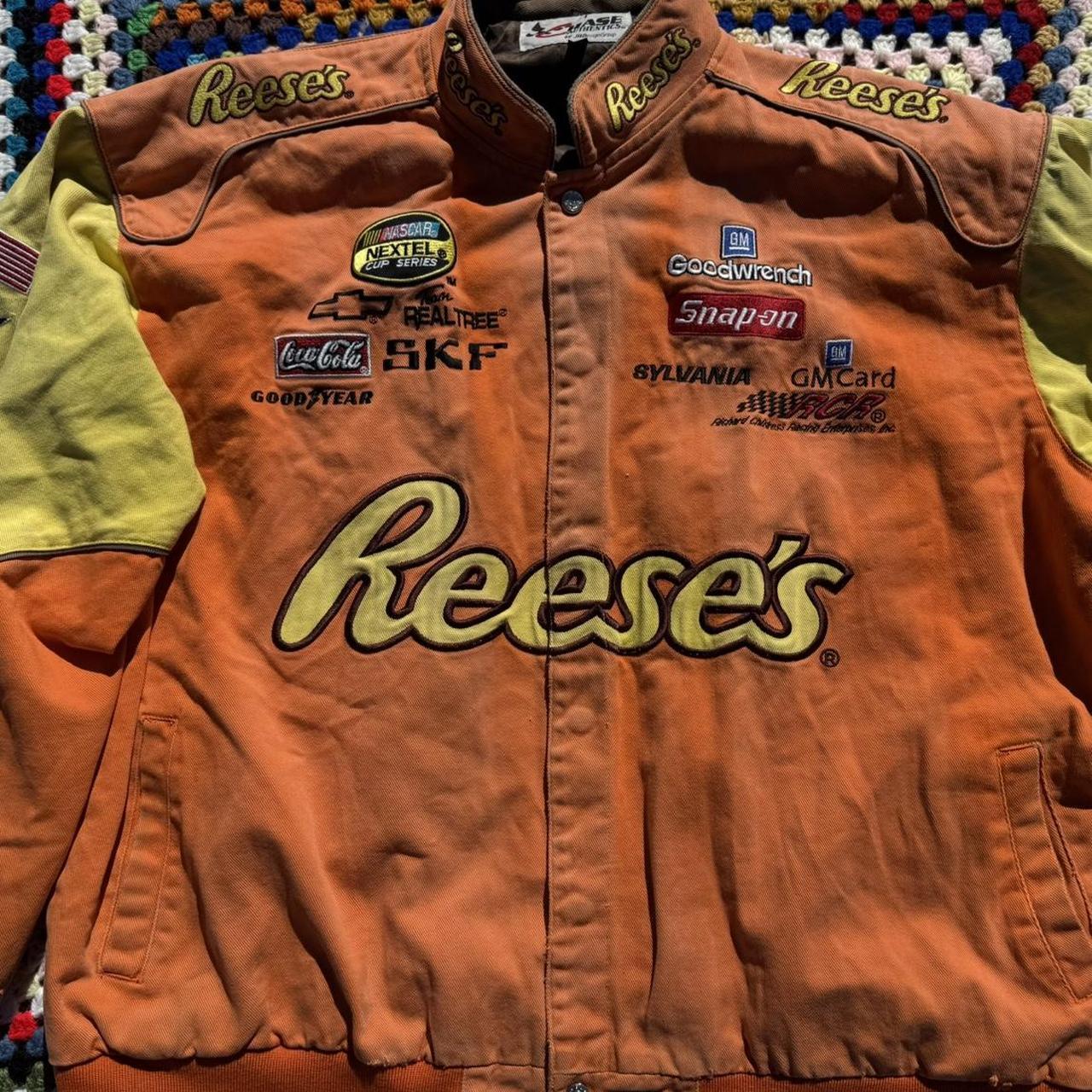Vintage Reese's NASCAR jacket in orange and... | Depop