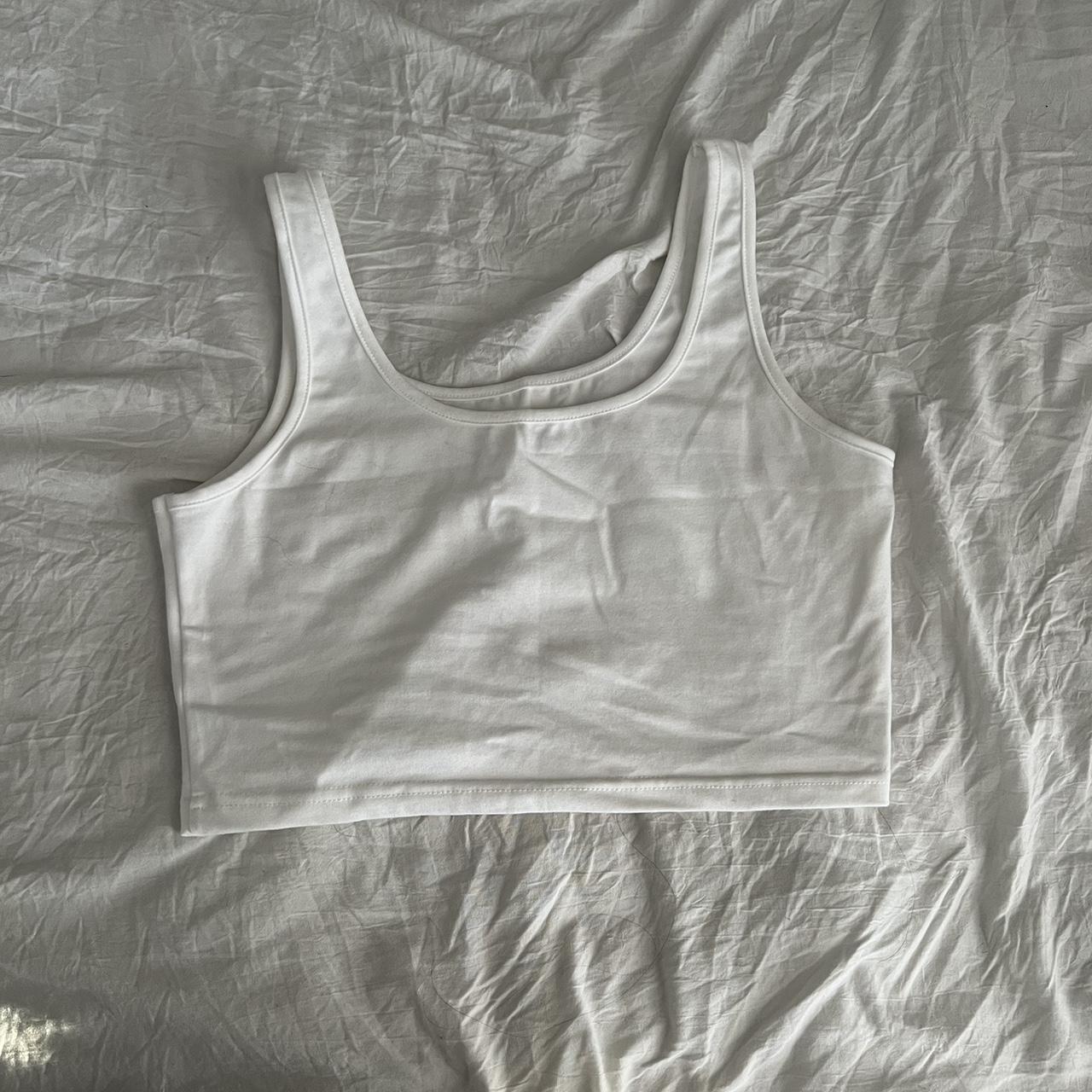 white cropped tank top acubi fashion in great... - Depop