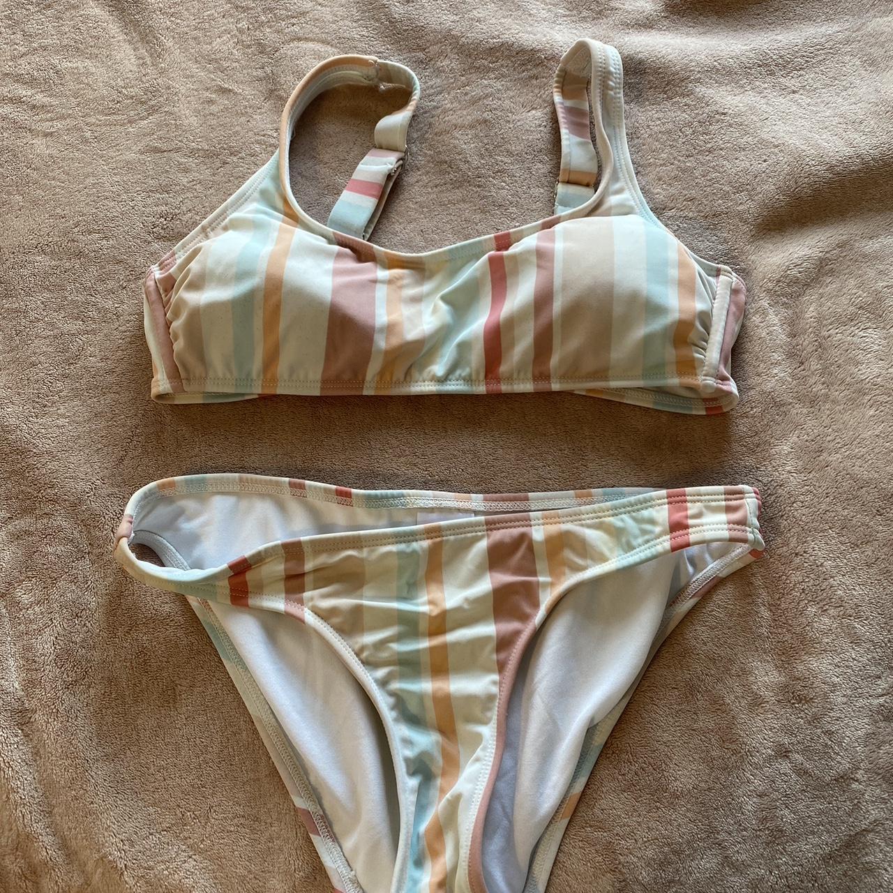 Pastel striped bikini set! Originally from Target,... - Depop