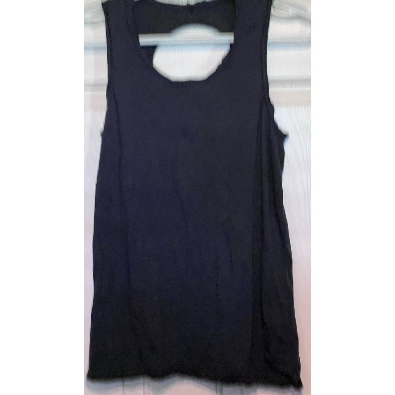 Chaser Women's Blue Open Back Raw Edge Tank Gause... - Depop