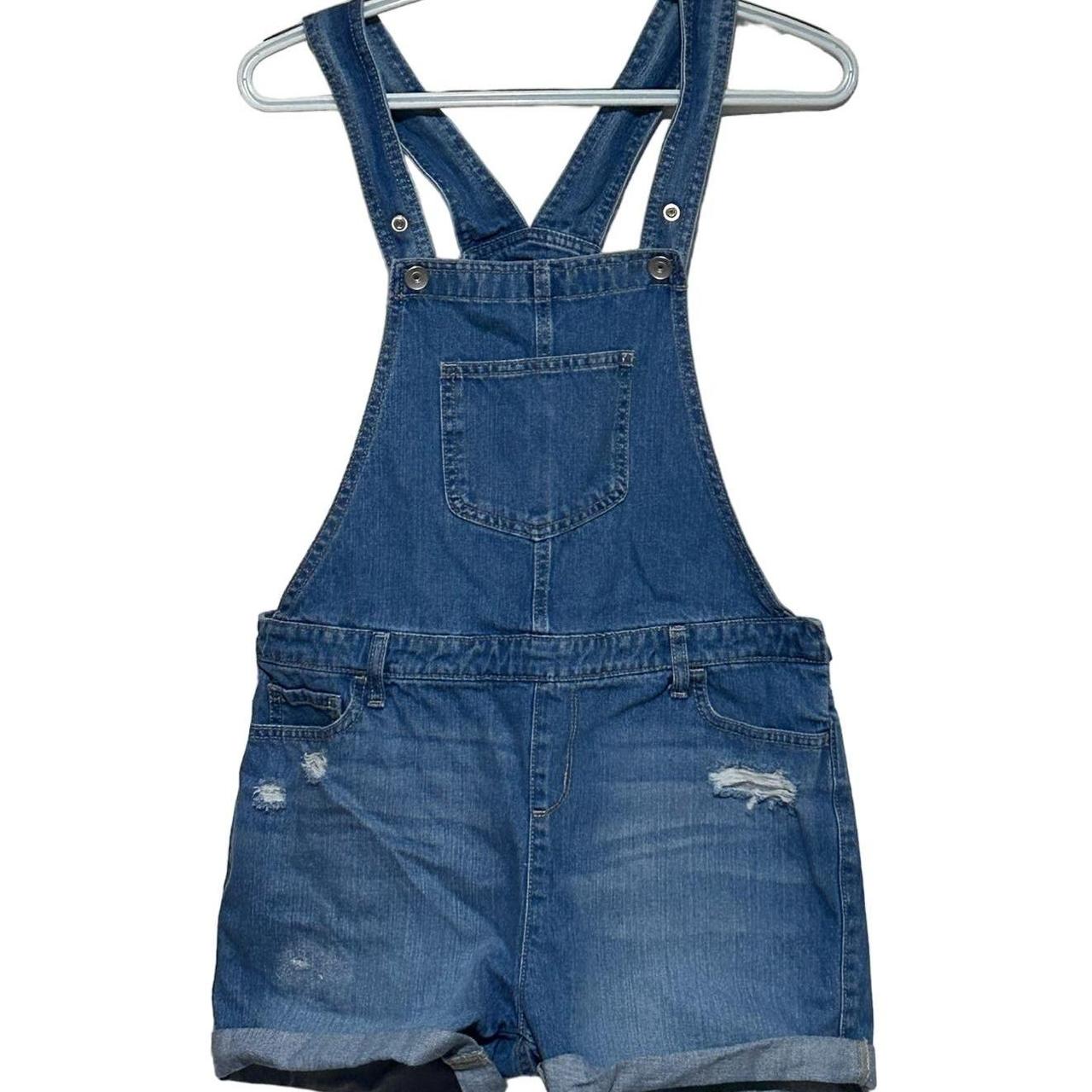 Place Junior Girls Jean Shortalls Adjustable Snaps... - Depop