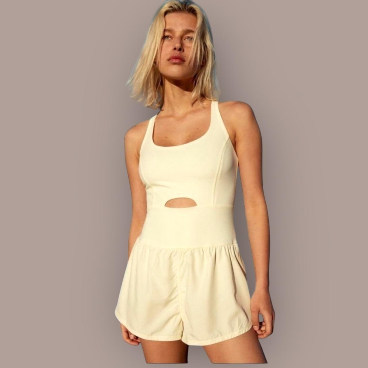 Free People Righteous Runsie Yellow Romper Size... | Depop