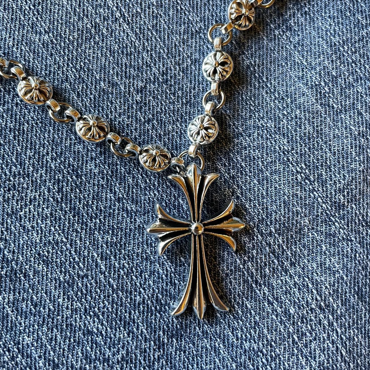 chrome hearts style medium cross chain Great... - Depop