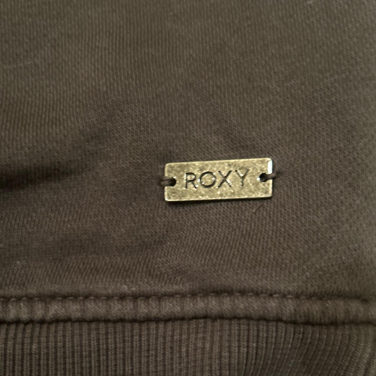 simple grey wave embroidered wave roxy sweatshirt... - Depop