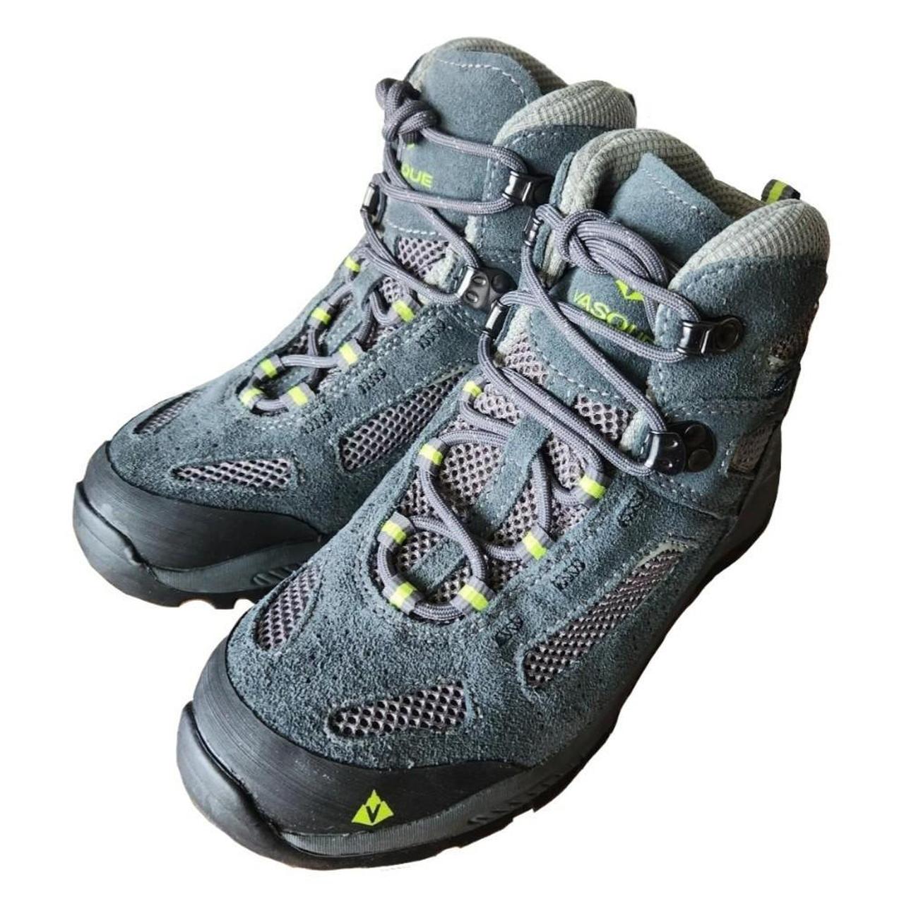 Vasque Blue-Gray and Lime Green Hiking Boots These... - Depop