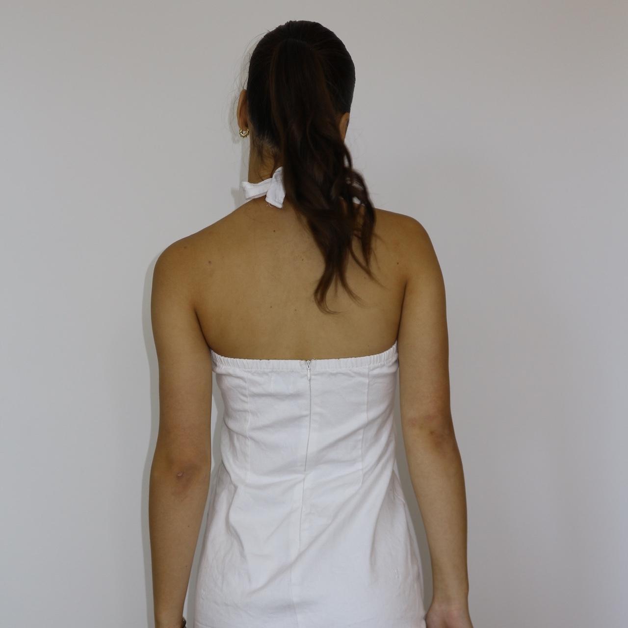 white denim halter neck mini dress 💭 - Depop