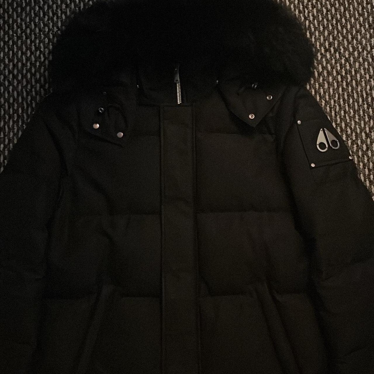 Black moose knuckle puffer jacket with fur hood... - Depop