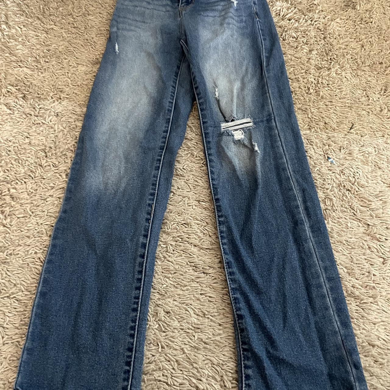 small high waist dark blue jeans, worn a few times - Depop