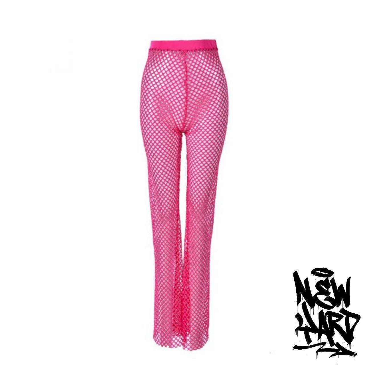 Pink Fishnet Flared Trousers Available in 2 sizes,... - Depop