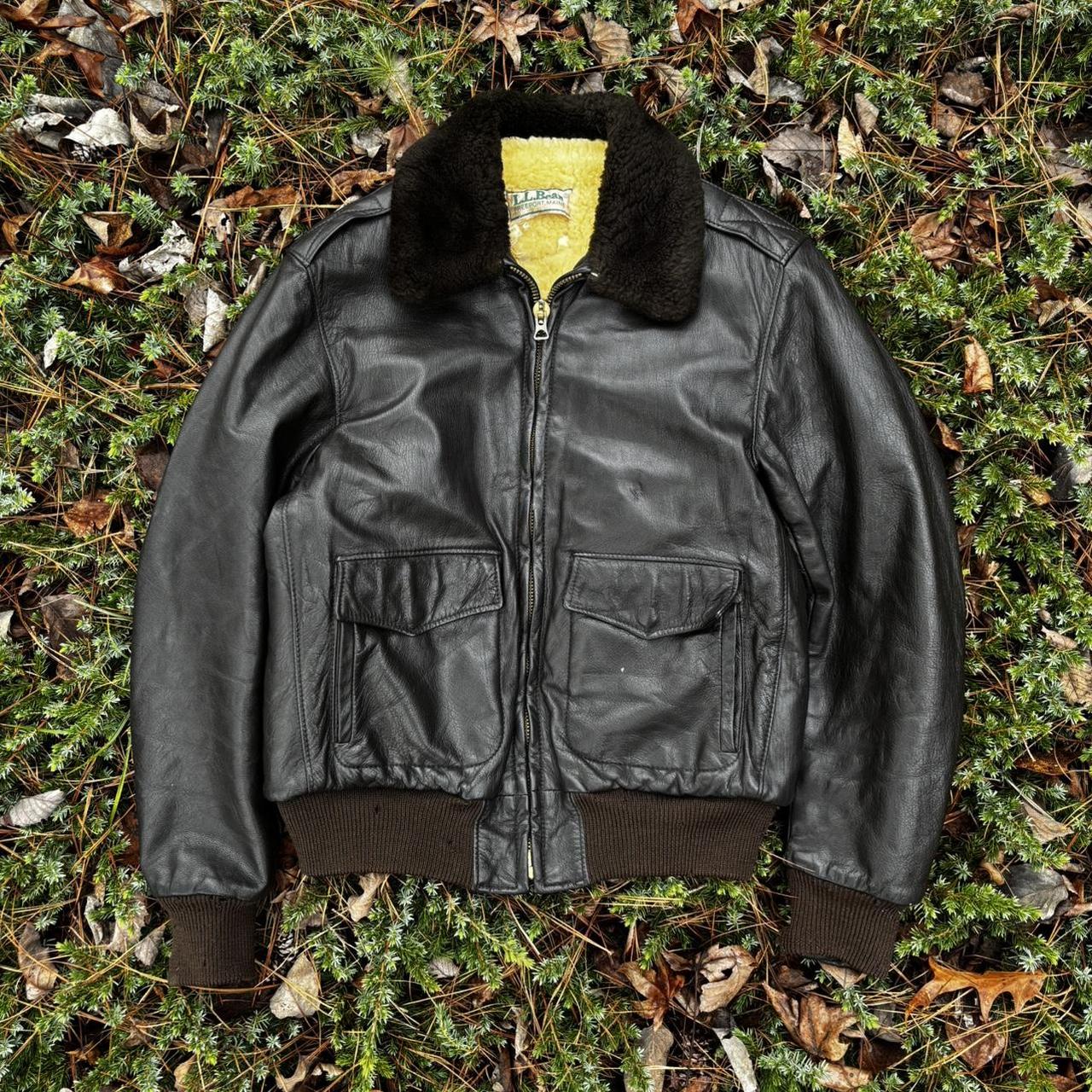 Vintage LL Bean Goat Skin Bomber Jacket Sherpa Lined... | Depop