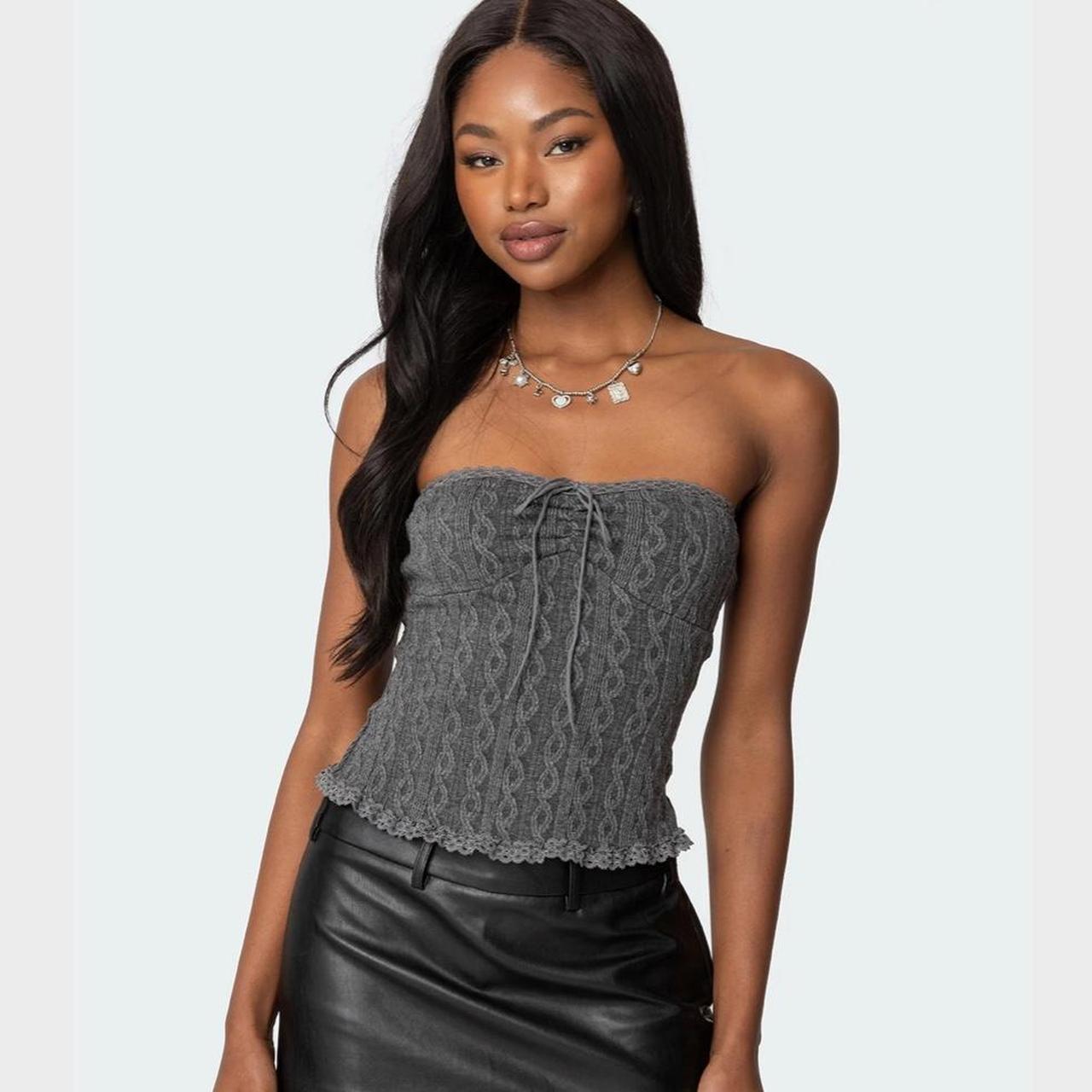 edikted lace tube top ribbons tie size S | Depop