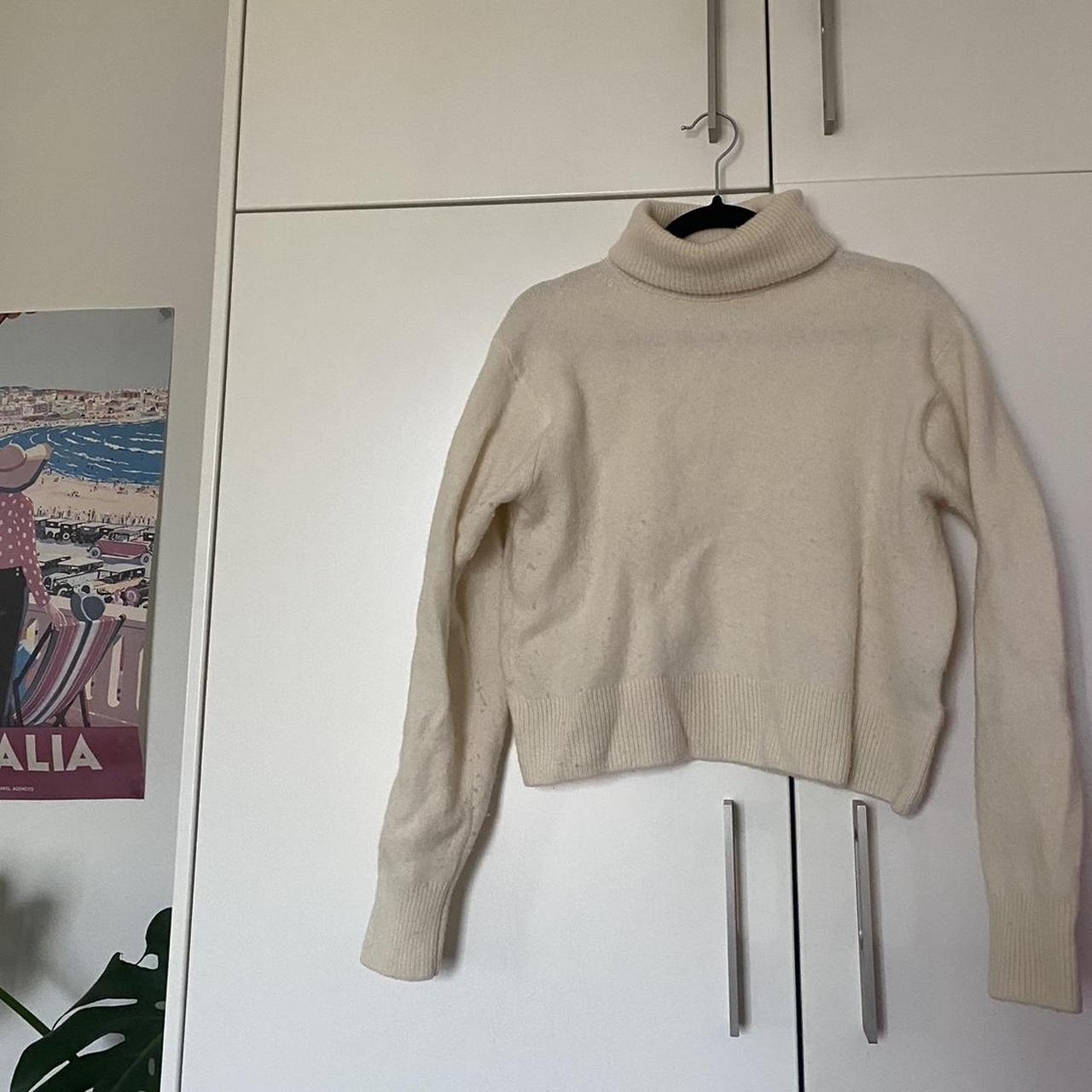 Cream 100% wool turtleneck jumper, minor pilling,... - Depop