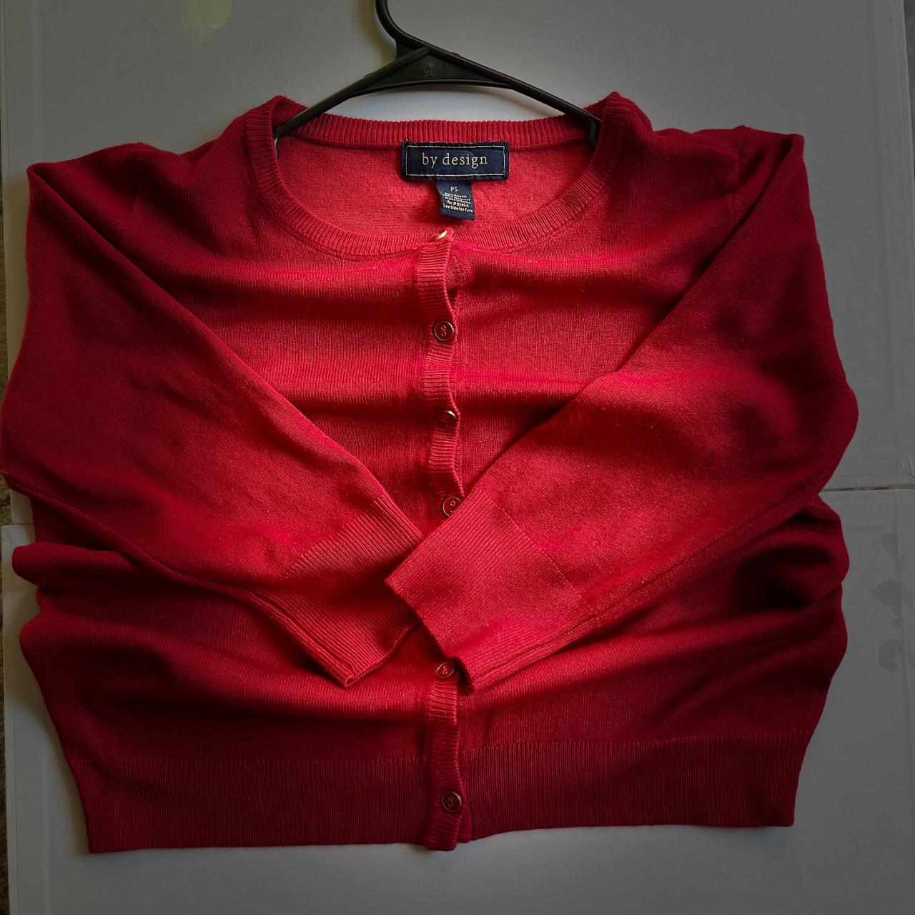 Never worn: Red Classic Rayon Cardigan. Size:... - Depop