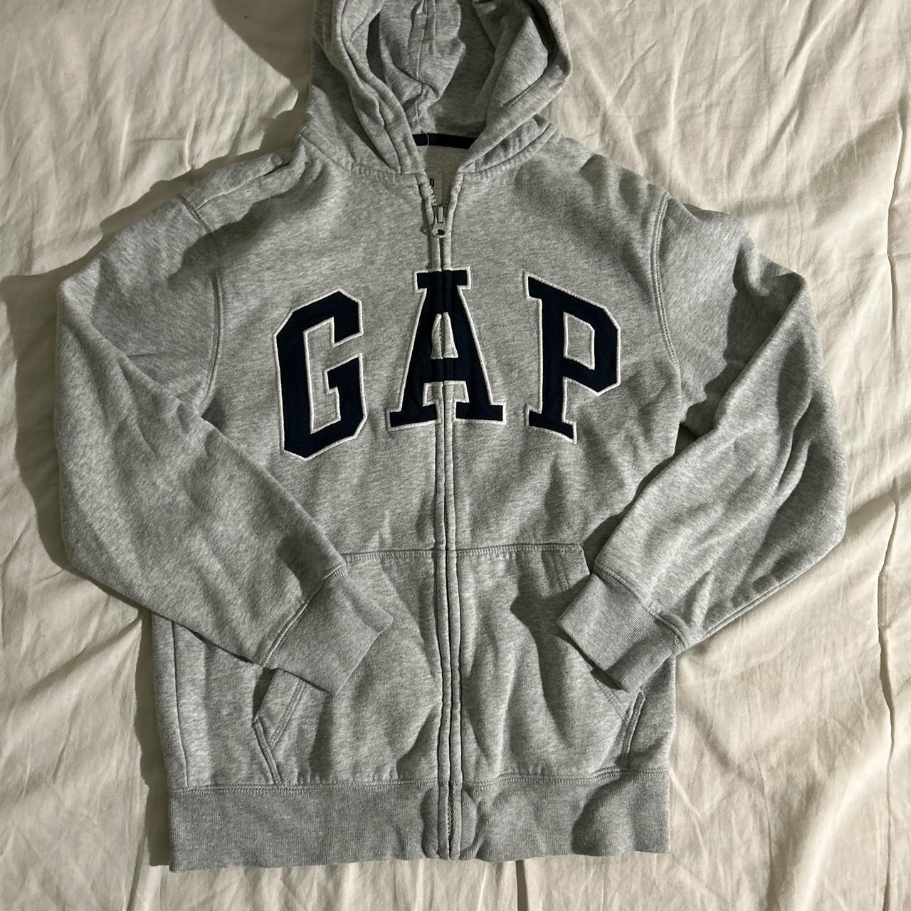 Grey GAP hoodie Kids xl no flaws only worn a... - Depop