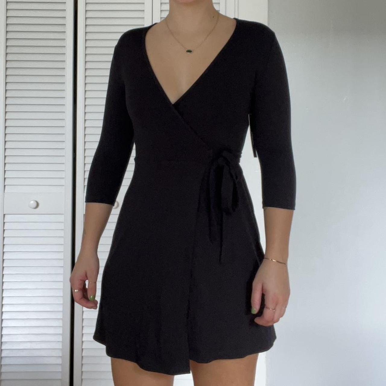 NWT Lulu’s black wrap mini dress in size xs. Simple... - Depop