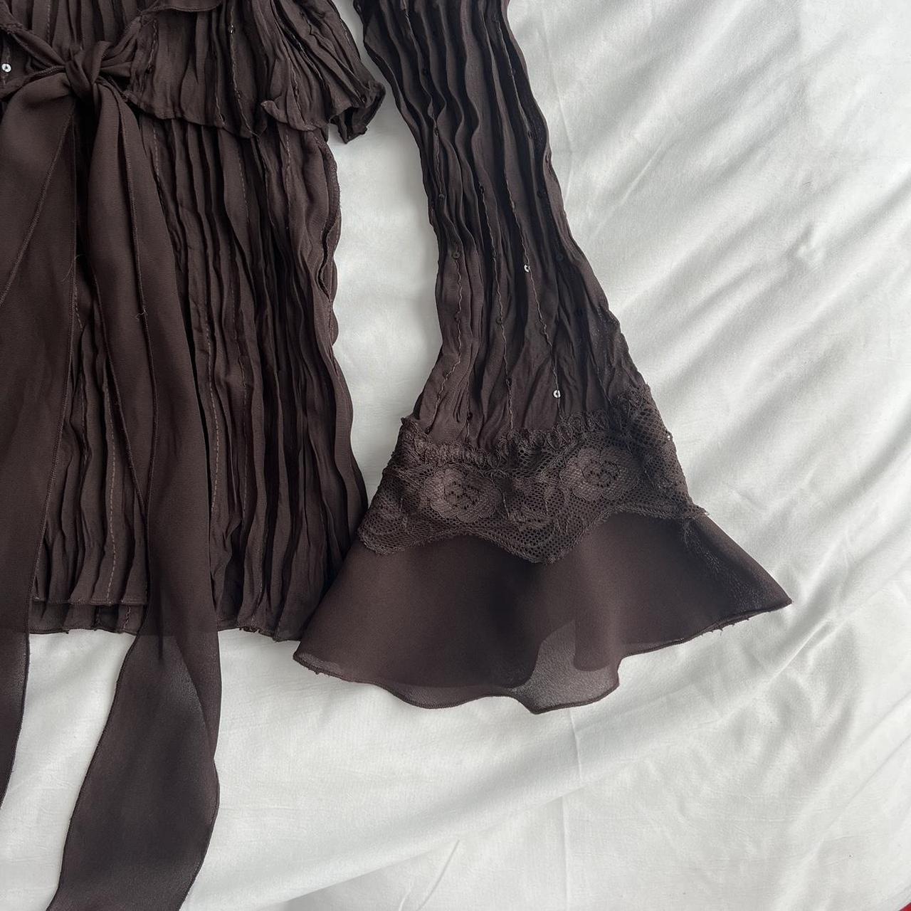 y2k ruffled blouse this top is iconic with the... - Depop