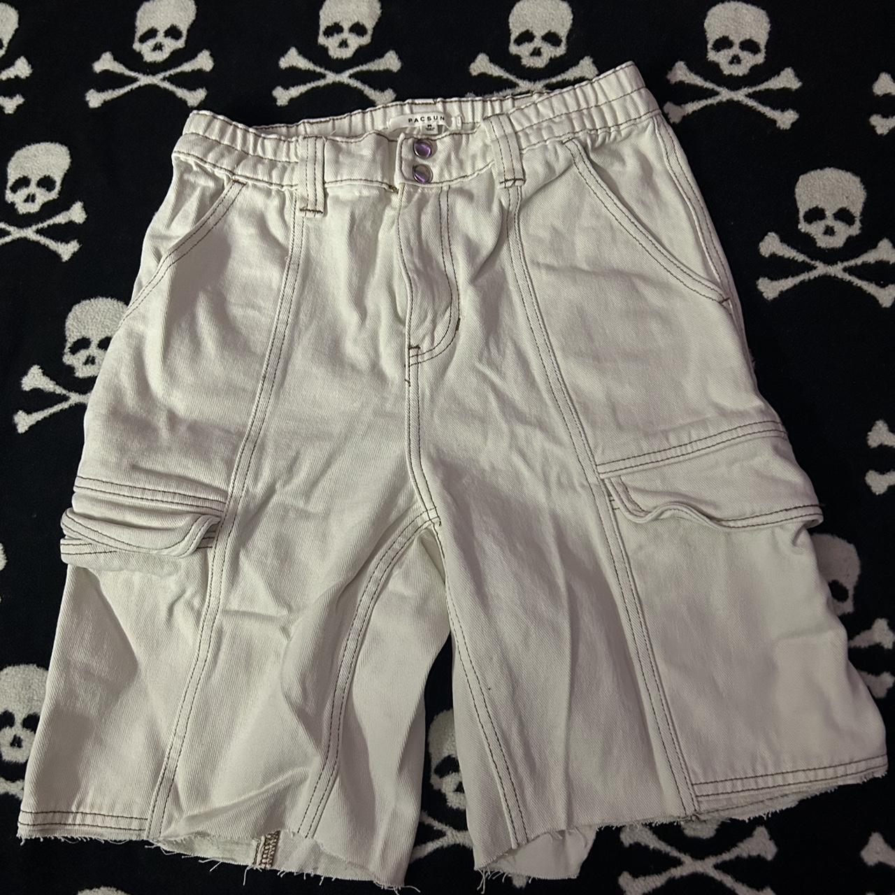 pacsun cargo pants i cut into jorts size: m damanged... - Depop