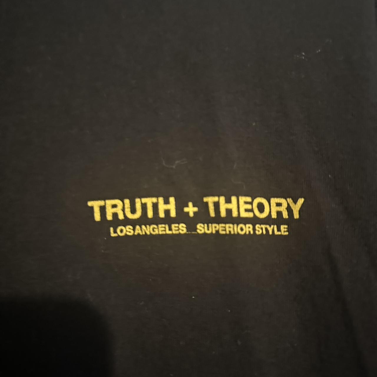 Black Truth and Theory t-shirt with back graphic - Depop