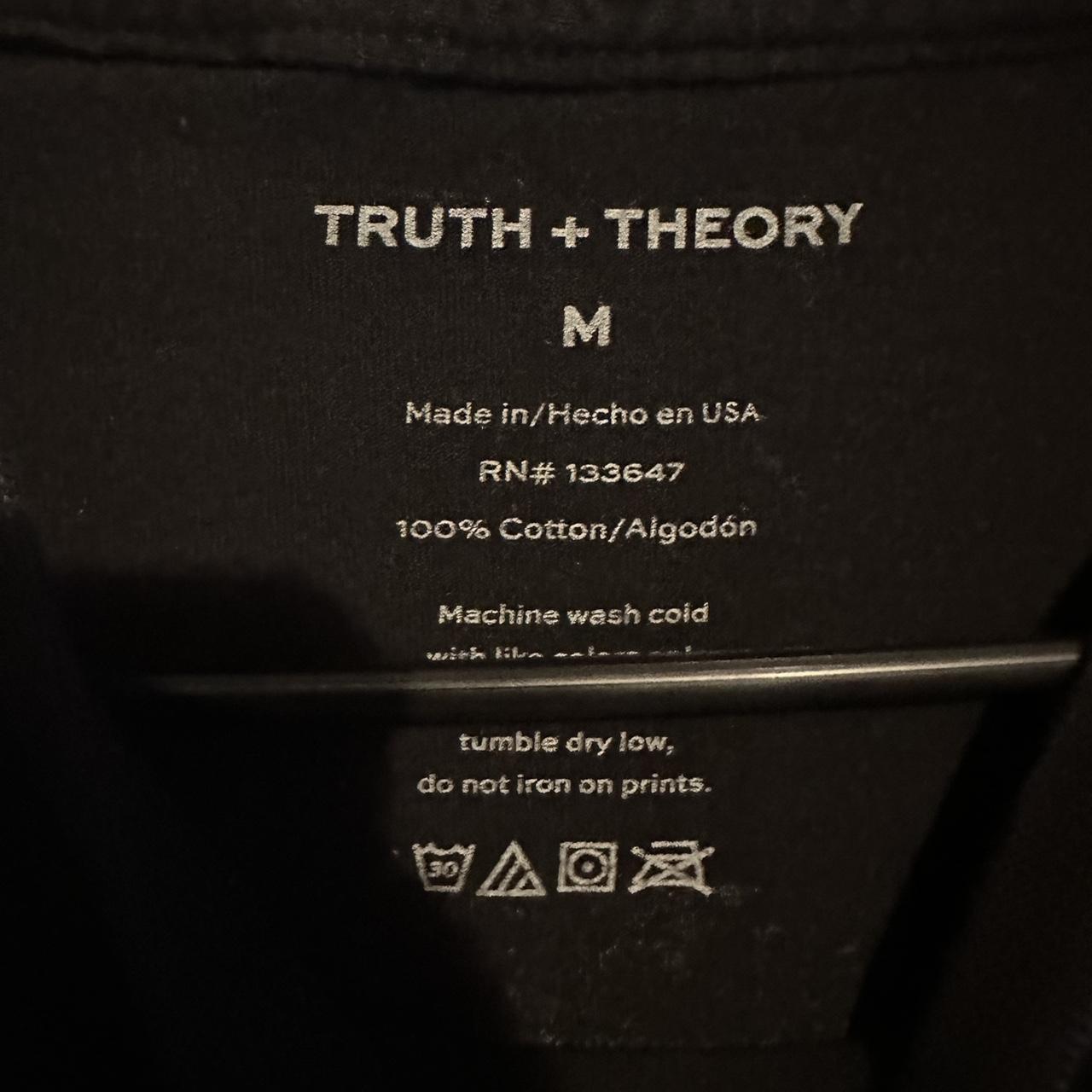 Black Truth and Theory t-shirt with back graphic - Depop