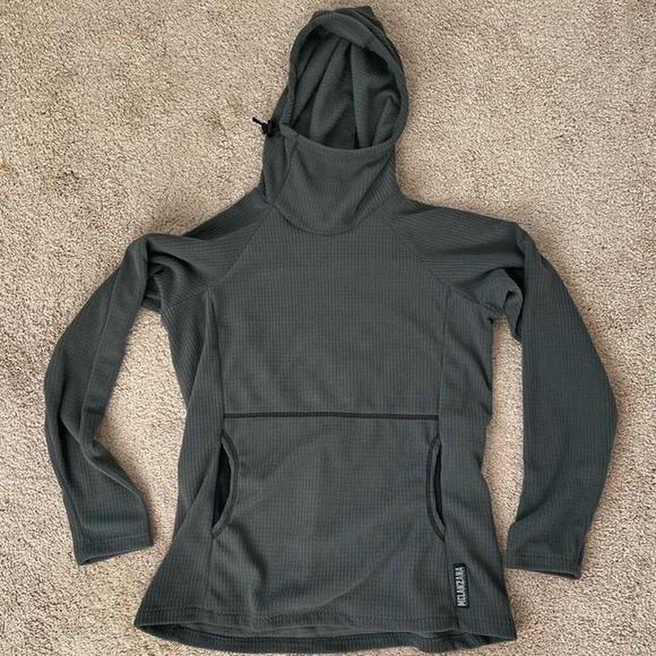 Melanzana Micro Grid Hoodie - Gray - Women’s Small | Depop