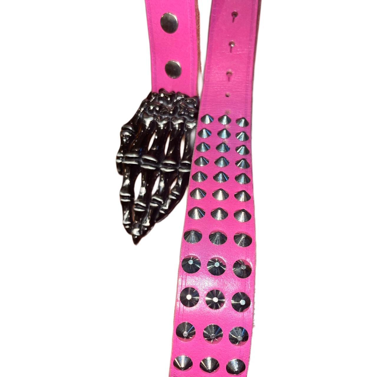 genuine leather pink studded belt with Size... - Depop