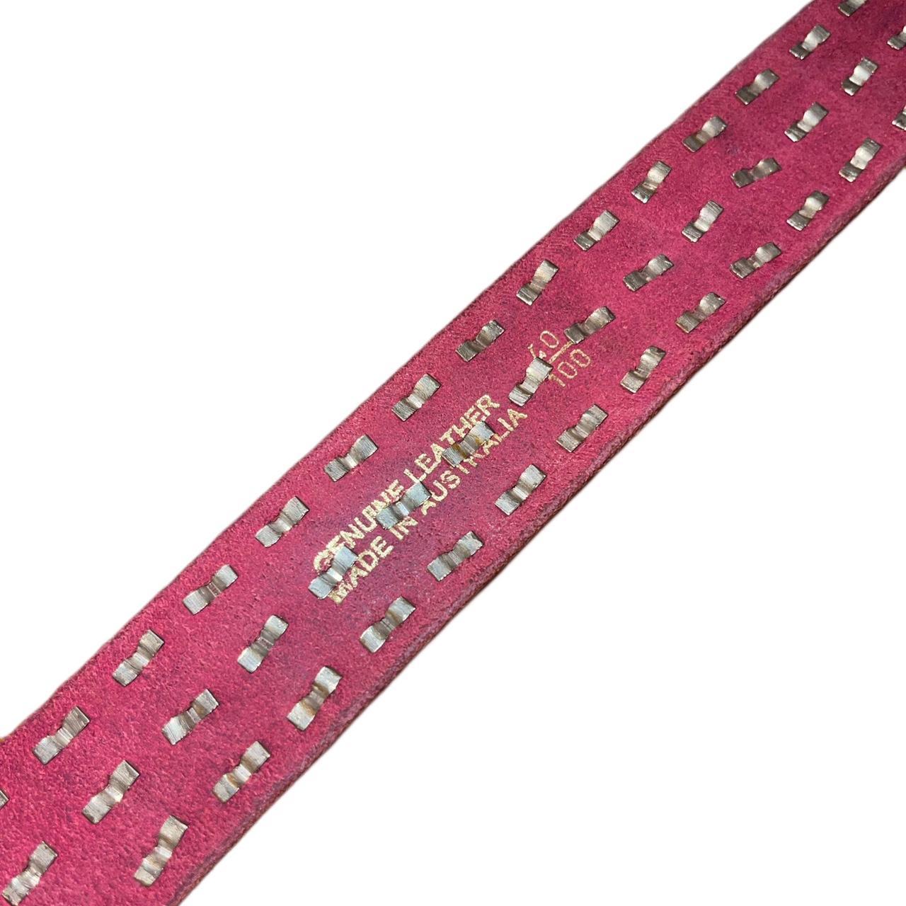 genuine leather pink studded belt with Size... - Depop