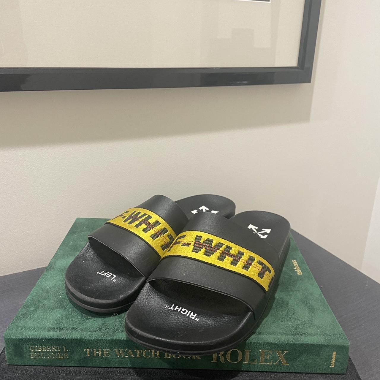 Black off white slides - Depop