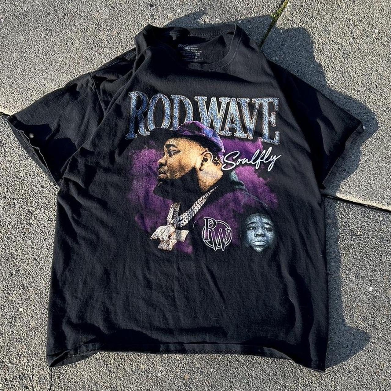 Large black Rod Wave rapper graphic tee #rodwave... - Depop