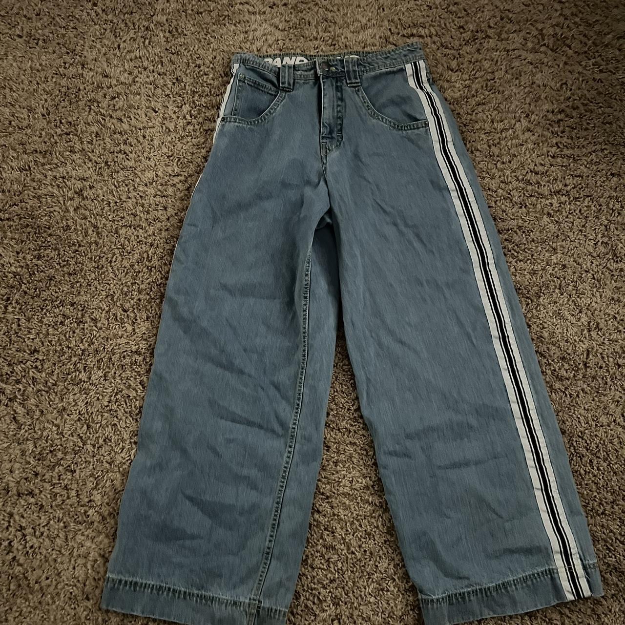 Striped Alab jeans worn once super sick and baggy - Depop