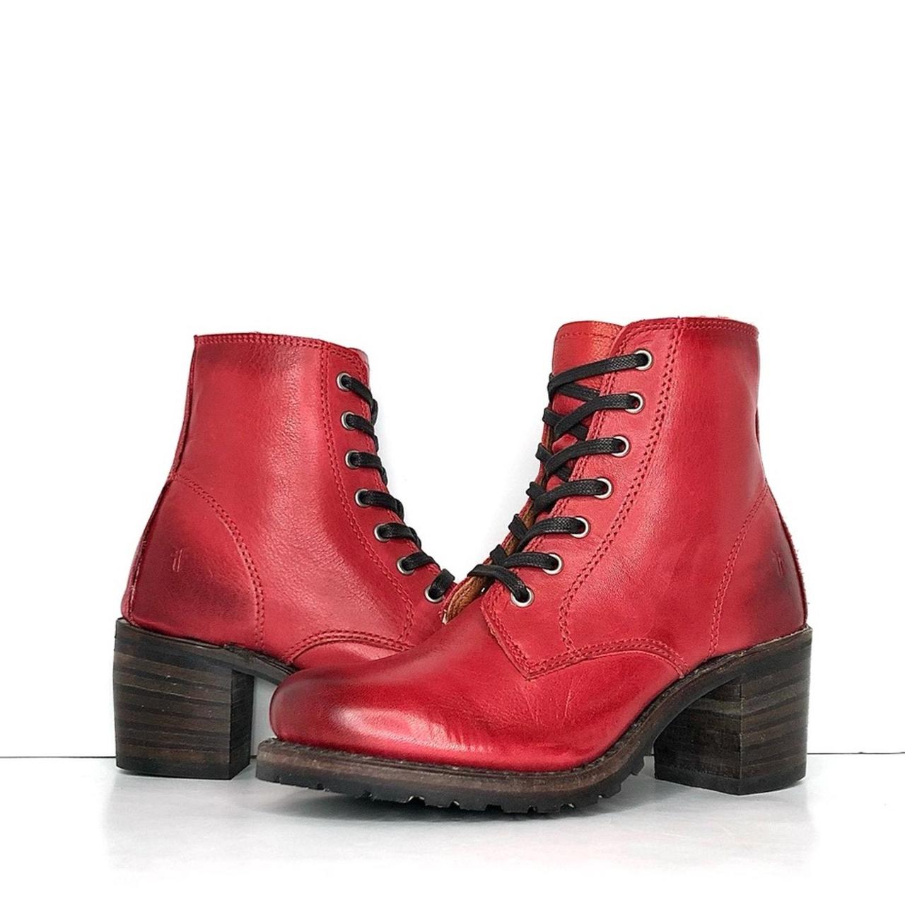 Frye 6G Sabrina Red Ankle Boots New, no original... - Depop