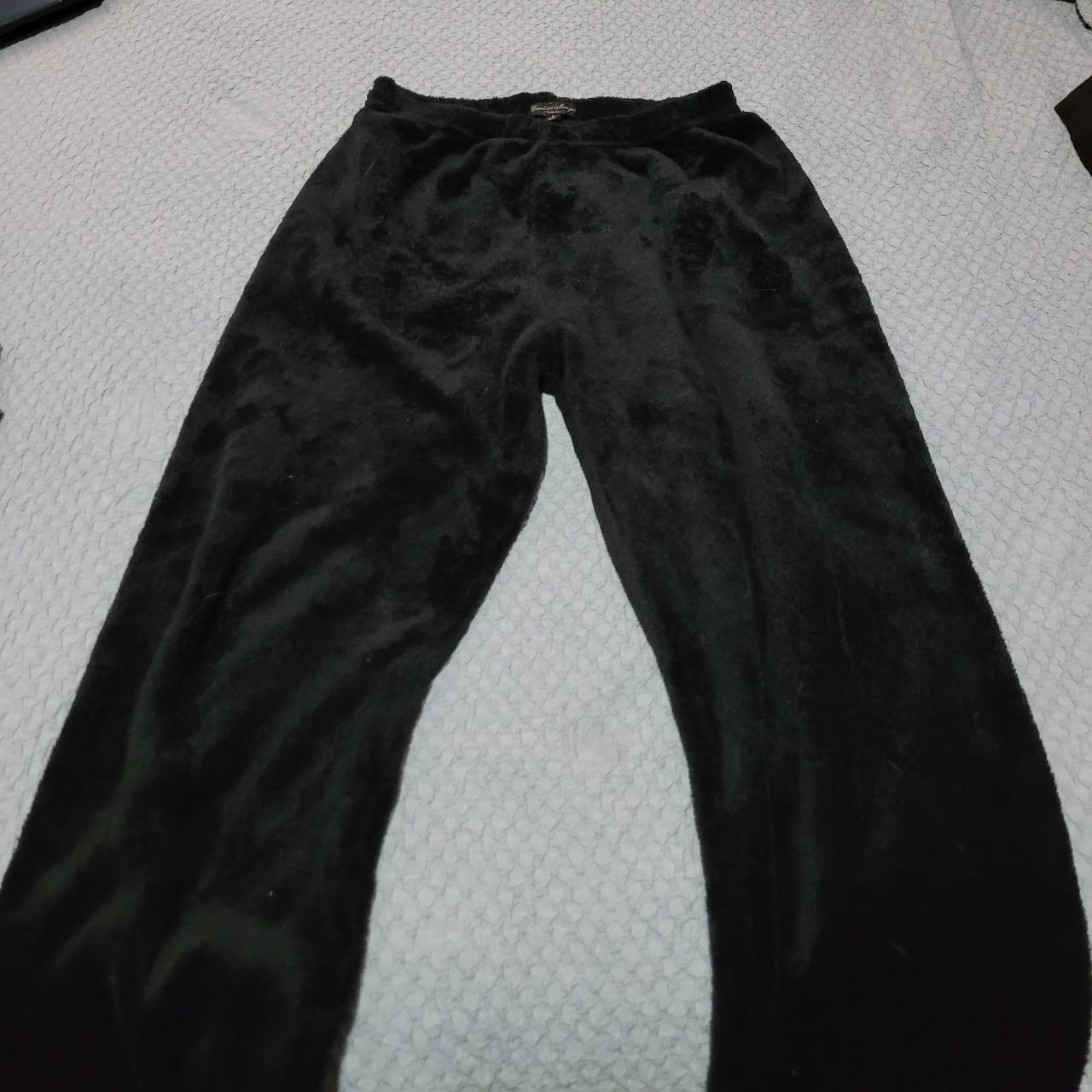 Black fluffy pyjama pants Size L | Depop