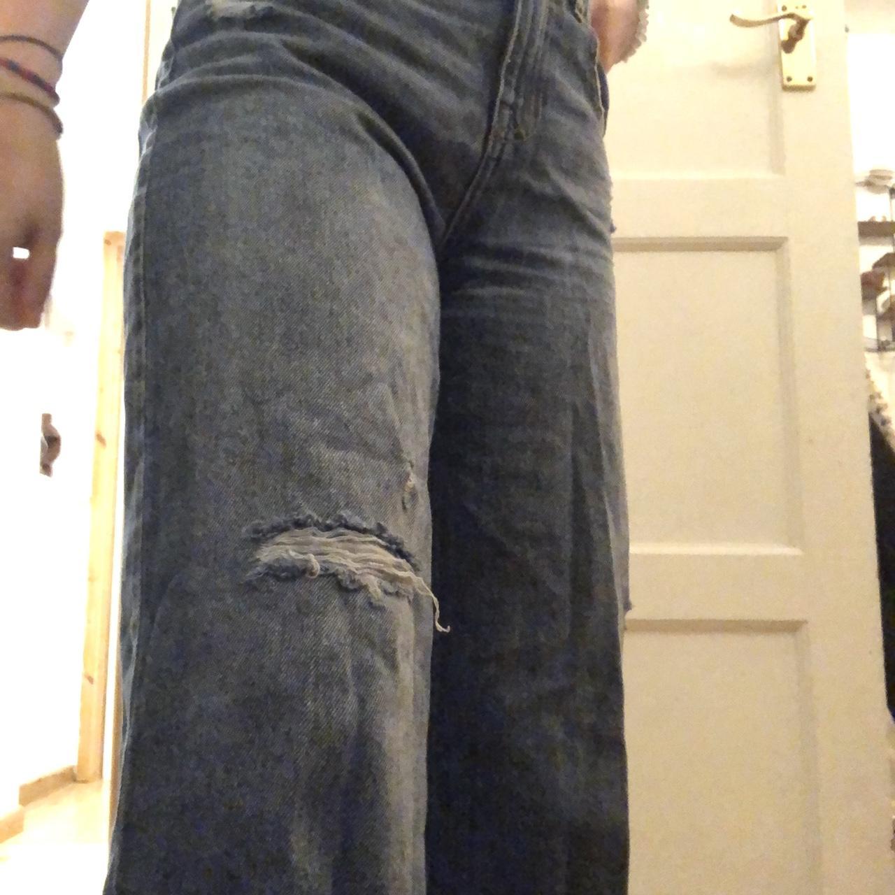 Slightly ripped Zara wide leg jeans Size 11-12y ... - Depop