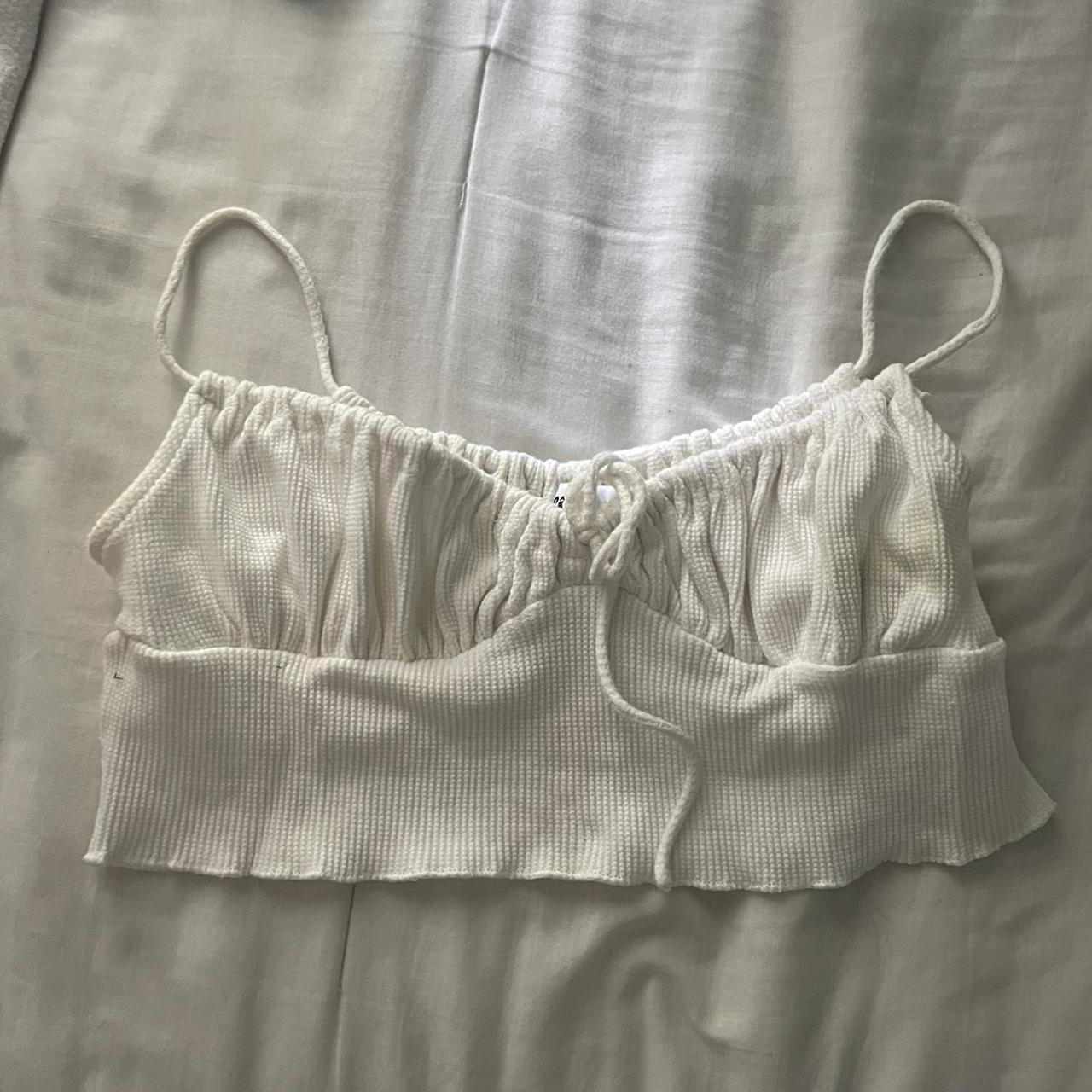 White waffle knit princess polly crop top.... - Depop