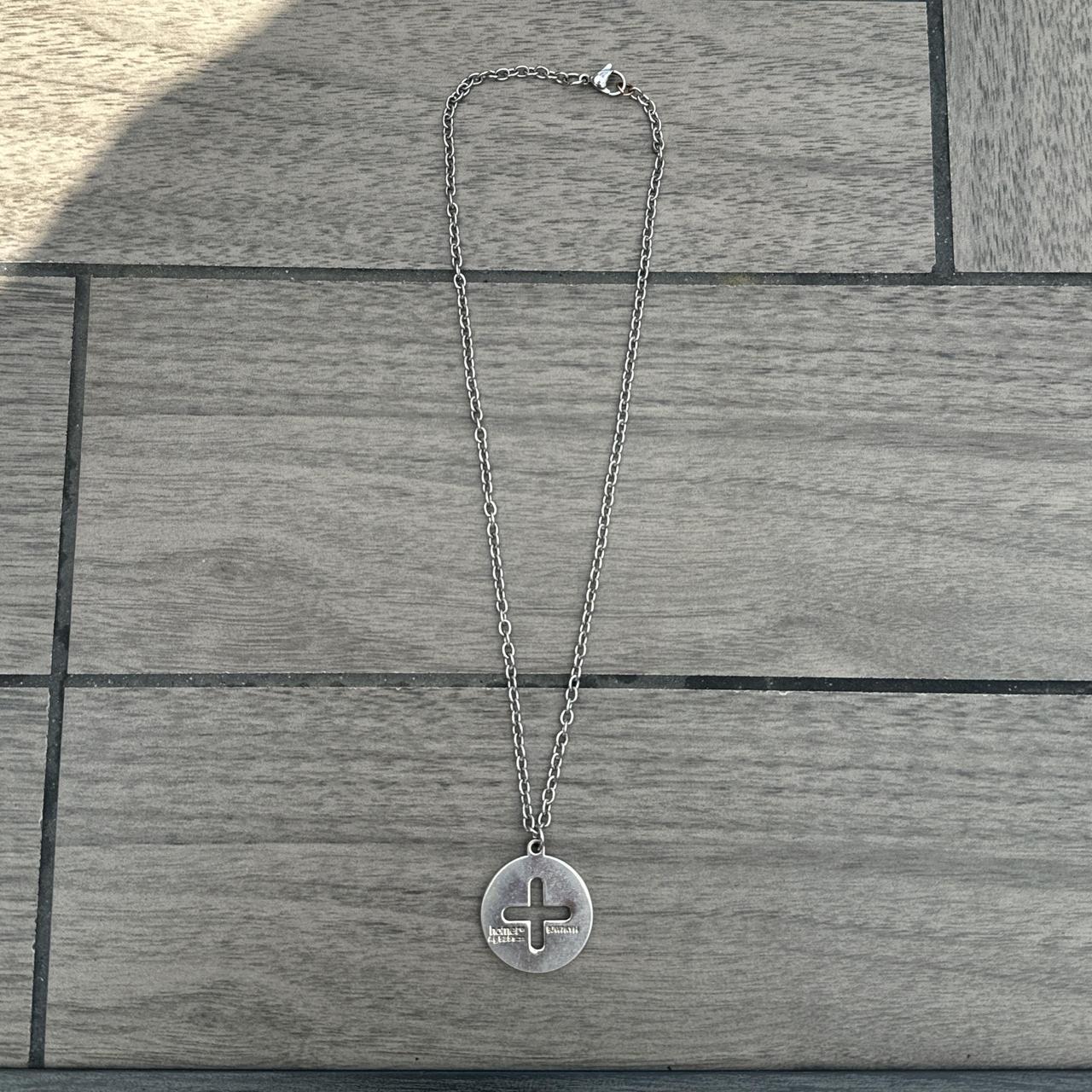 y2k silver plus chain stainless steel Homer style... | Depop