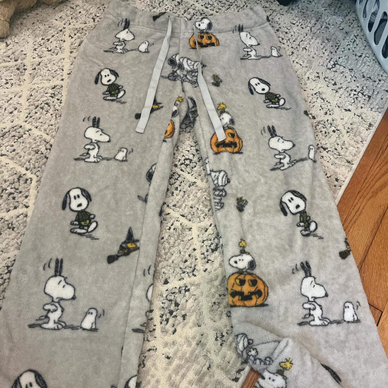 Peanuts Fluffy halloween pajama pants worn a few... - Depop