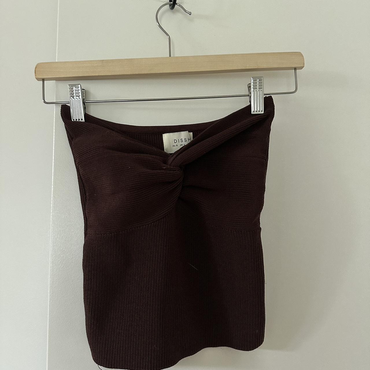 Brown strapless dissh top - Depop