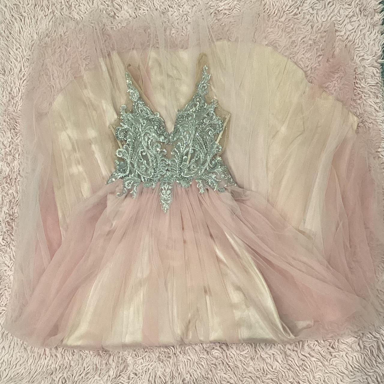 Prom dress - Light pink with silver bedazzled... - Depop