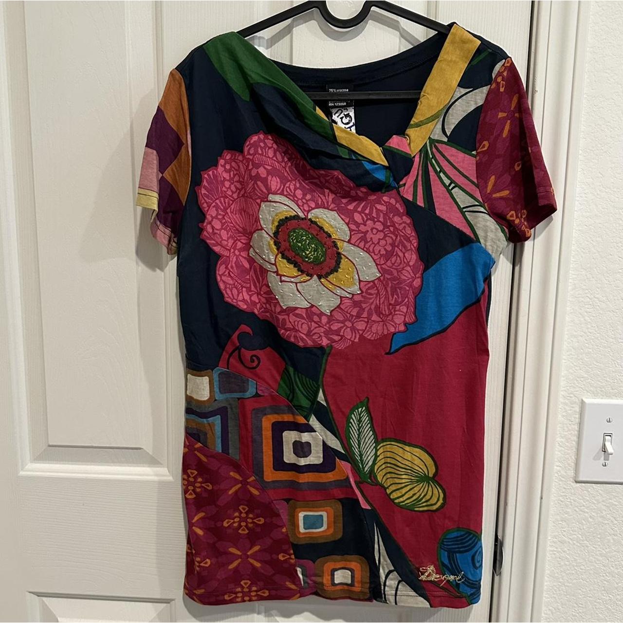 Desigual long top with fun patterns! Size XL but... | Depop