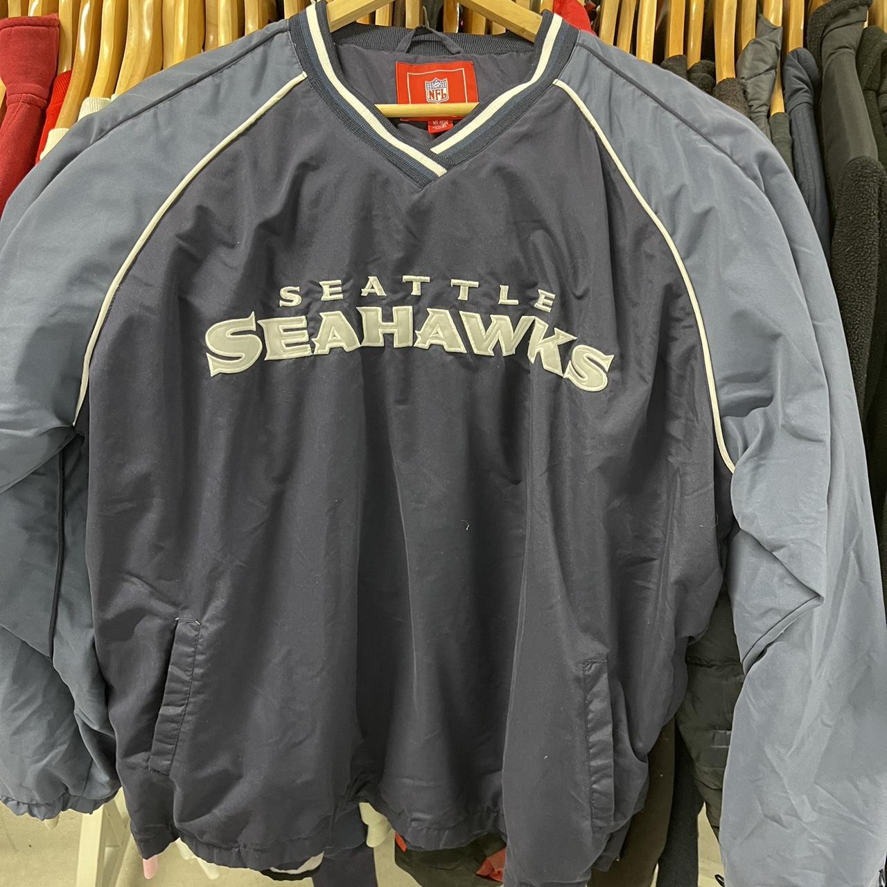 Vintage Seahawks v neck windbreaker - Depop