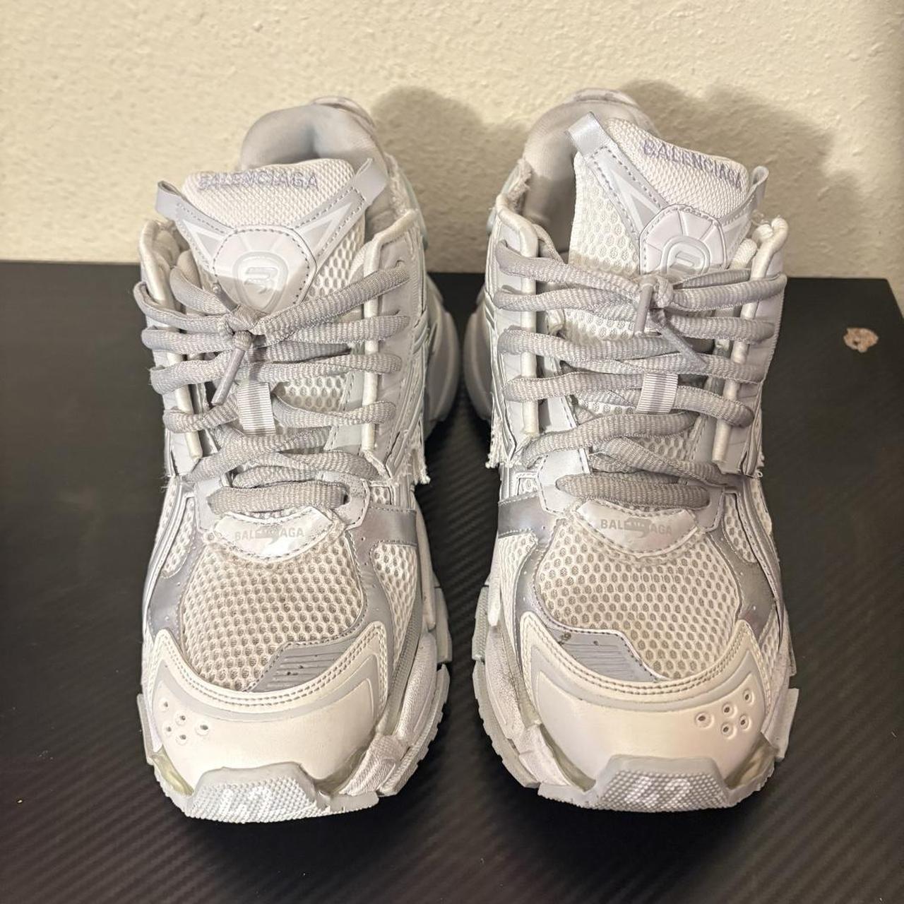 balenci runners size 9 white sneakers, chunky... | Depop