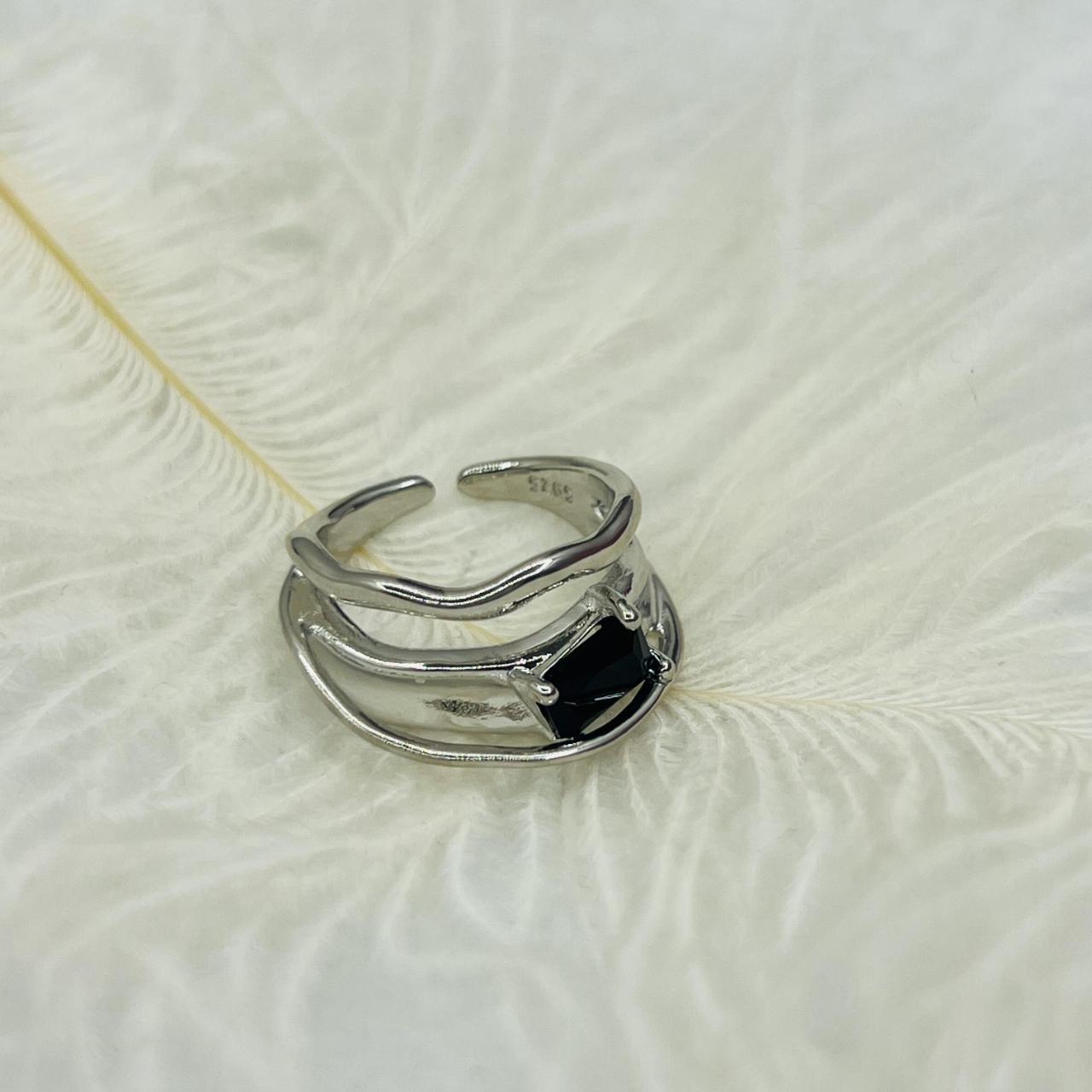 Square gemstone - High Quality Silver Ring One size... - Depop