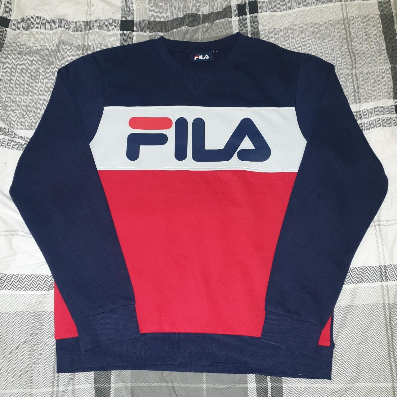 Fila Red, White, Blue Sweatshirt 🔥 Size... - Depop